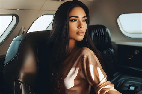 Premium Ai Image Portrait Of A Successful Girl In A Private Jet Neural Network Ai Generated