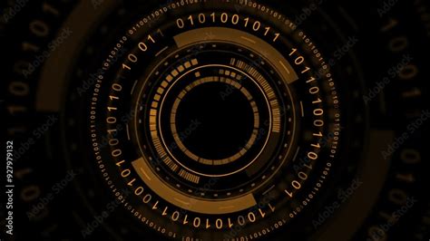 Tech Abstract Background With Ui Circular Elements And Binary Code