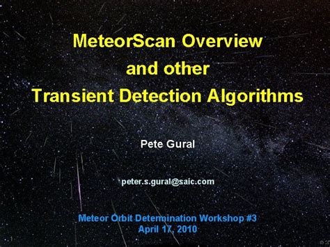 Meteor Scan Overview And Other Transient Detection Algorithms