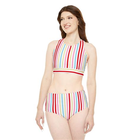 Athletic Bikini Set High Waisted Active Swimwear For Women Sporty