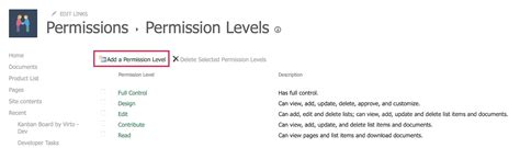 First Level Sharepoint Permissions Settings Virtosoftware Guides And Docs