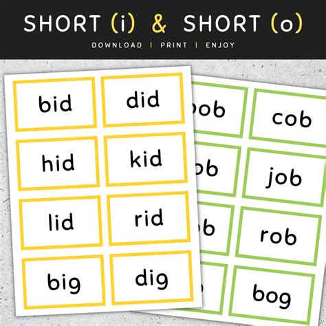 Cvc Words Flash Cards Short Vowels A E I O U Cvc Words List [set 1