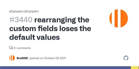 rearranging the custom fields loses the default values · issue 3440