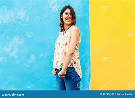 Portrait Of Mexican Latin Woman Young Happy Girl In Mexico Hispanic