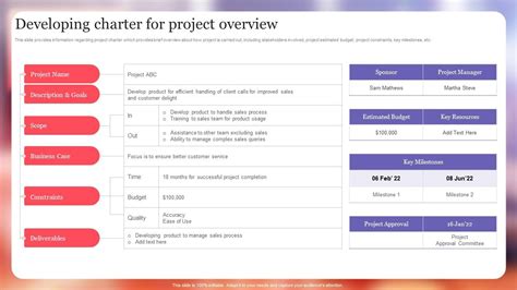 Developing Charter For Project Overview Project Excellence Playbook For