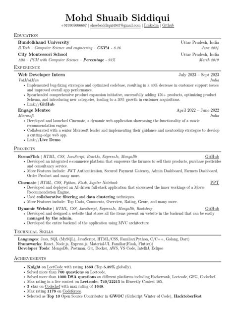 Mohdshuaibsiddiquiresume Pdf Computing Software Development