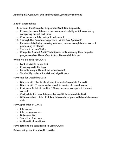 Auditing In A Computerized Information System Environment Around The Computer Approach Black