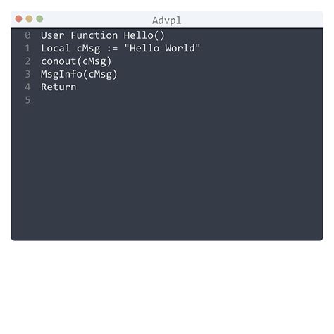 Advpl语言hello World程序示例在编辑器窗口插图模板素材 稿定设计