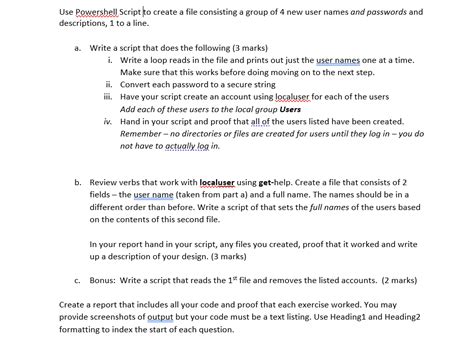A Use Powershell Script To Create A File Consisting A Chegg Com