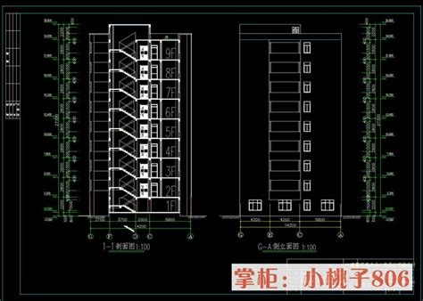 3060平米九层框架住宅楼（计算、施组、建筑、结构图）cad图纸 虎窝淘