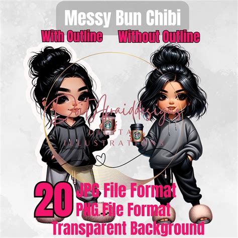 Messy Bun Chibi Messy Bun Chicana Chibi Chic Chibi Chibi Clip Art Chibi Clipart Chicana