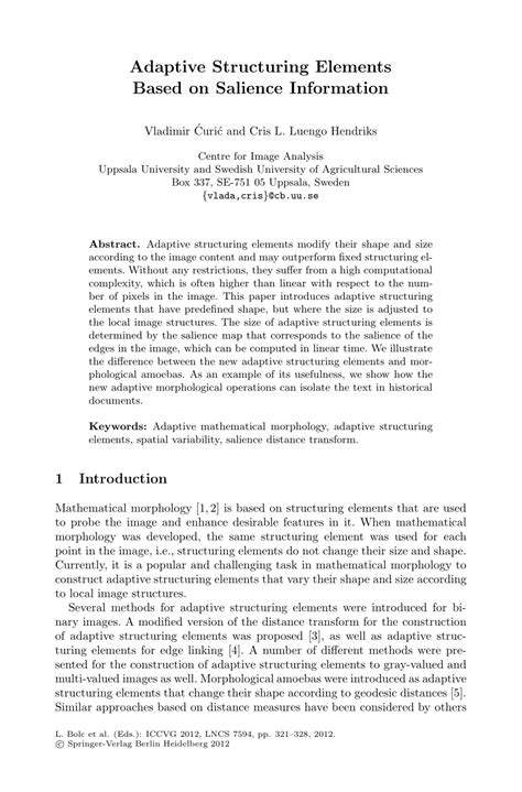 Pdf Adaptive Structuring Elements Based On Salience Information