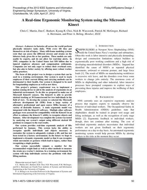 A Real Time Ergonomic Monitoring System Using The Microsoft Kinect