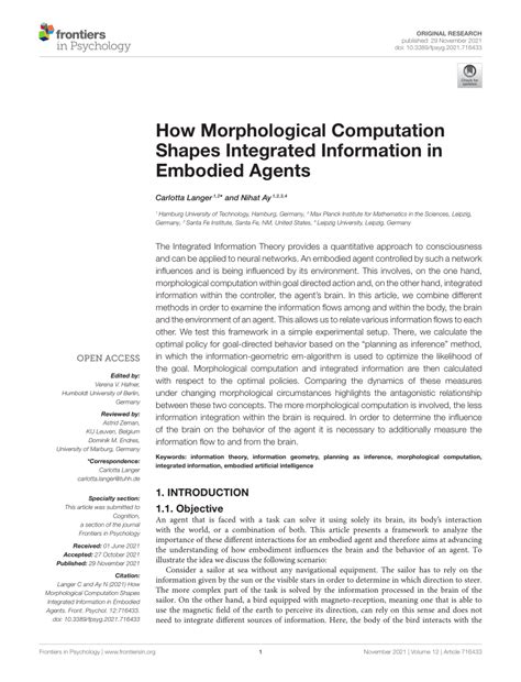 Pdf How Morphological Computation Shapes Integrated Information In Embodied Agents