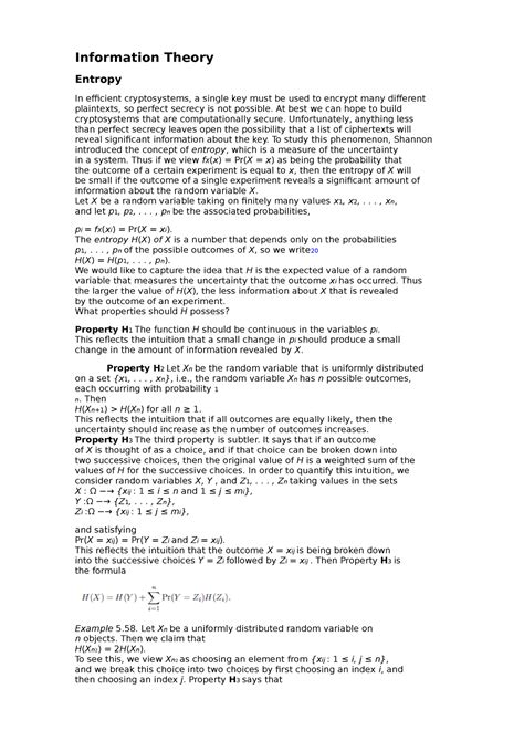 Information Theory Entropy Information Theory Entropy In Efficient
