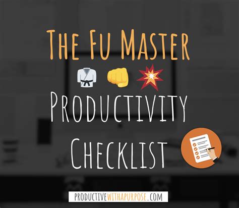 The Fu Master Productivity Checklist Using Things3 Productive With A