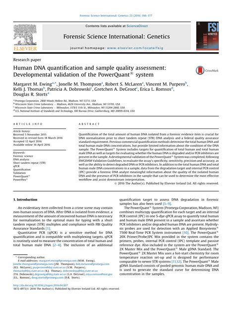 Pdf Human Dna Quantification And Sample Quality Assessment Developmental Validation Of The