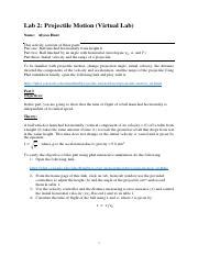 Lab Projectile Motion Virtual Lab Pdf Lab Projectile Motion Virtual Lab Name Alyssa Hunt