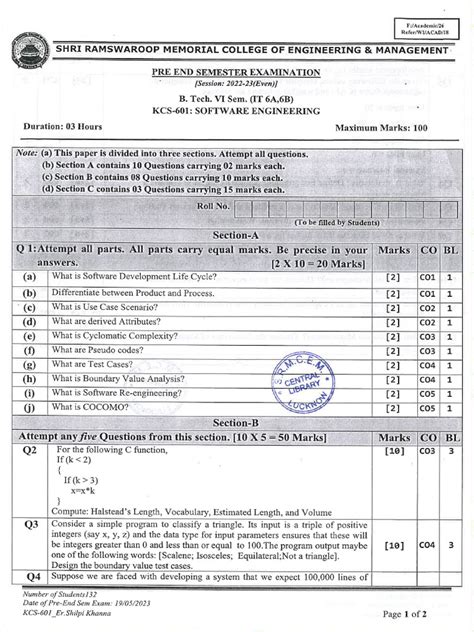 Software Engineering Kcs 601 It 2022 23 Pdf