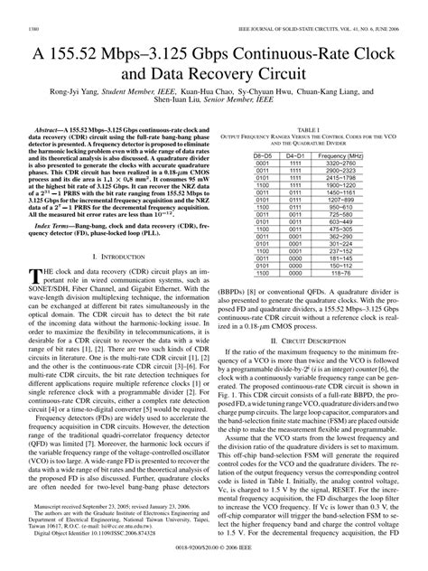 pdf a 155 52 mbps 3 125 gbps continuous rate clock and data recovery