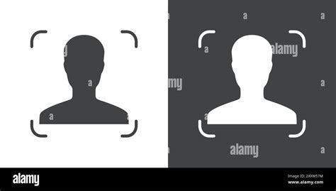 Face Detection Icon Flat Set In Black And White Color Outline Vector Stock Vector Image And Art