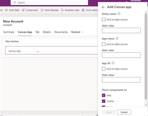 how to embed a canvas app in dynamic crm ecf data