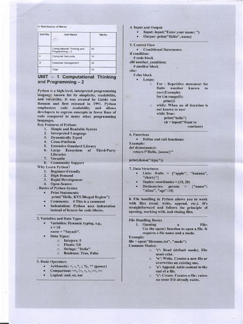 Comp Sci Revision Notes Pdf