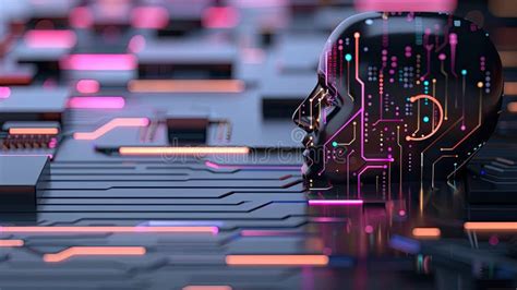 A Digital Profile Of A Female Figure Is Formed By Abstract Circuitry Lines With Glowing Red And