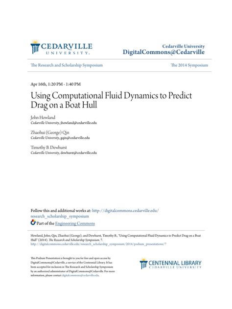 Using Computational Fluid Dynamics To Predict Drag On A Boat Hull Pdf Computational Fluid