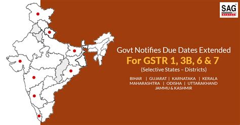Govt Notifies Due Dates Extended For GSTR 1 3B 6 7 Selective States Districts