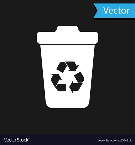 White Recycle Bin With Symbol Icon Royalty Free Vector Image