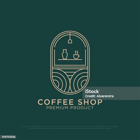 라인 아트 커피숍 로고 디자인 벡터 개요 스타일이 있는 빈티지 커피 로고 일러스트레이션 레스토랑 카페 음료 로고 브랜드에 가장
