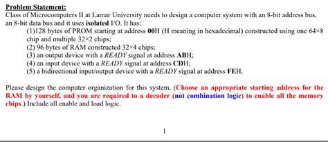 Problem Statement Class Of Microcomputers Ii At Lamar