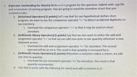 Operator Overloading For Structs Write A C
