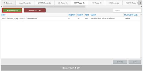 Add Support Services Srv Records Dns