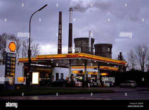 Royal Dutch Shell Oil Refinery And Shell Petrol Station Godorf