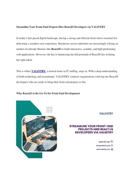 Ppt Streamline Your Front End Projects Hire Reactjs Developers Via Valintry 1 Powerpoint