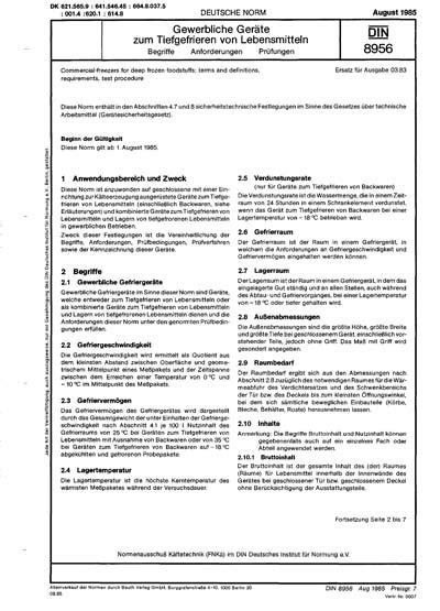 DIN 8956:1985 DE - Gewerbliche Geräte zum Tiefgefrieren von ...