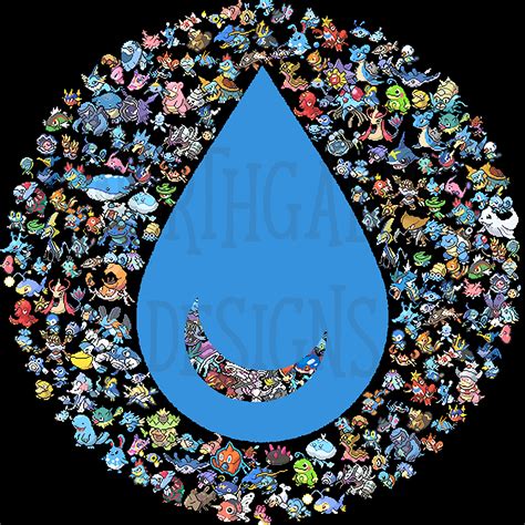Pokemon Water Type Symbol Mosaic Blue Etsy