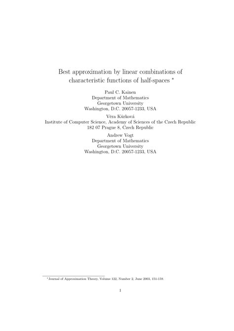 Pdf Best Approximation By Linear Combinations Of Characteristic Functions Of Half Spaces