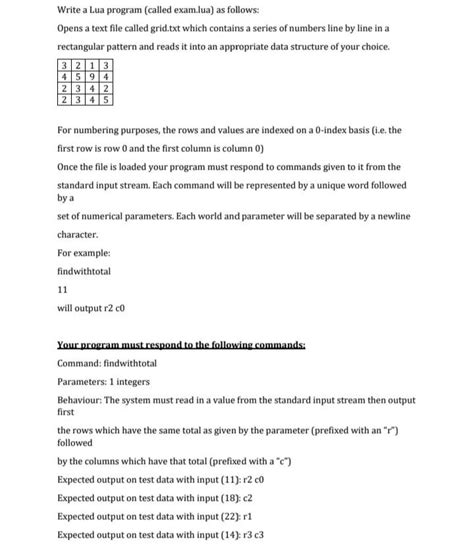 Solved Write A Lua Program Called Examlua As Follows
