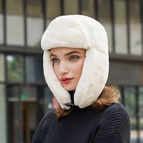 Thick Plush Trapper Hat With Plain Design Free Shipping