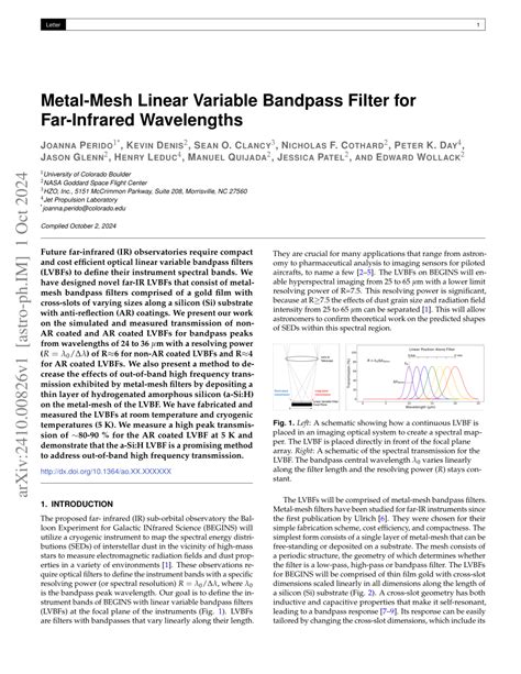 Pdf Metal Mesh Linear Variable Filter For Far Infrared Wavelengths