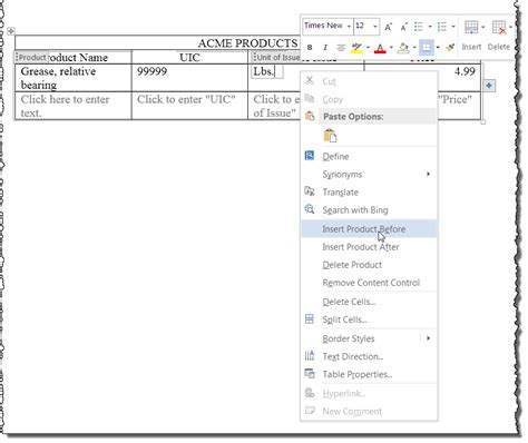 add map and employ as repeating section content control rscc in word