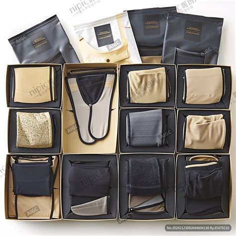 Ai创作图男性精品包装 一体裤盒设计 主人杯收纳包 口罩雨伞收纳箱盒袋 高端个人护理包装 男女内衣包装设计 打底裤包装设计 名品包组合 高级感信封袋设计 保暖裤包装设计 手袋包装设计 精品内衣