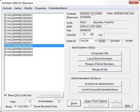 UID Support Shipment UIDs