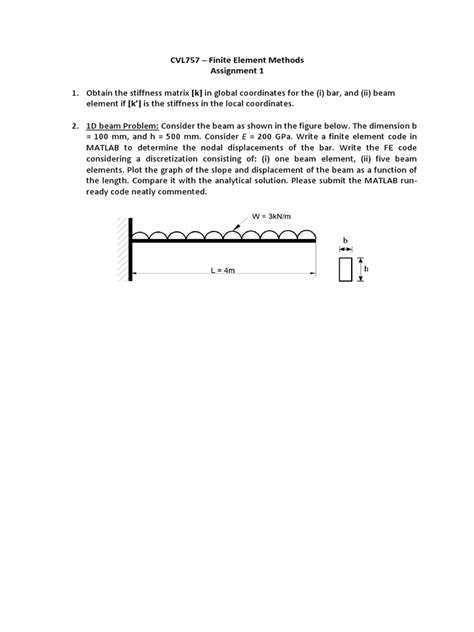 Cvl757 Finite Element Methods Assignment 1 Pdf