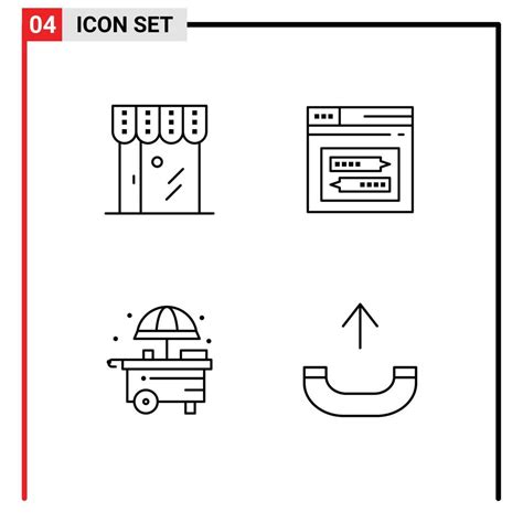 Stock Vector Icon Pack Of 4 Line Signs And Symbols For Business Code Shop Page Life Editable