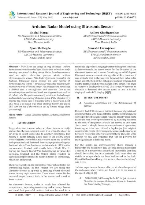 pdf arduino radar model using ultrasonic sensorarduino controls the servo motor in angle