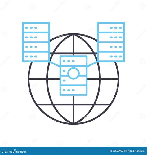 Global Server Line Icon Outline Symbol Vector Illustration Concept Sign Stock Vector